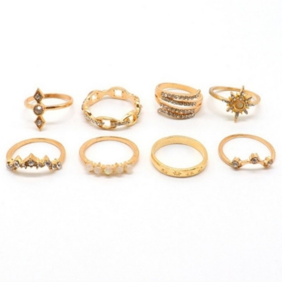 Jewelry | 17pc Crystal Boho Ring Set | Poshmark